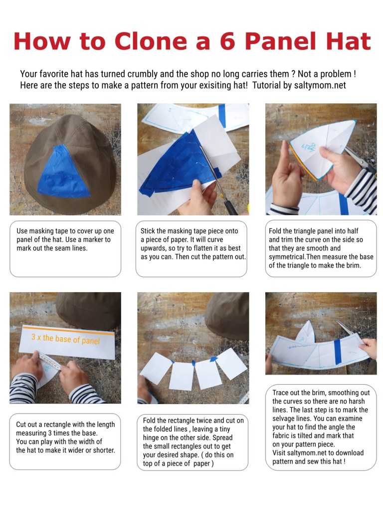 How to Sew 6 Panel Bucket Hat + Skull Cap ( Free download ) | Salty*mom